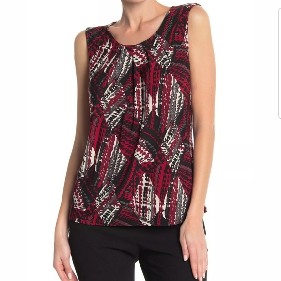 Kasper | Tops | Kasper Sleeveless Work Blouse Red Black And White ...